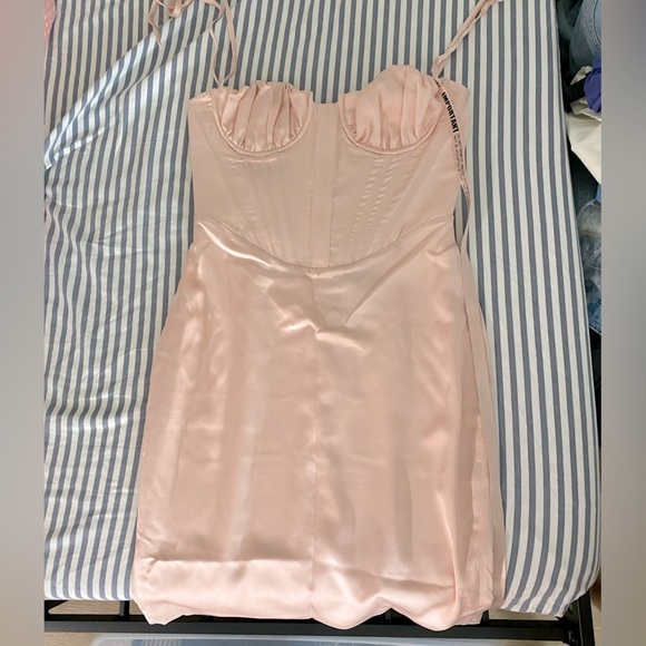 House of CB | Dresses | House Of Cb Alma Blush Pink Satin Corset Midi ...